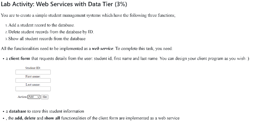 Solved You are to create a simple student management systems | Chegg.com