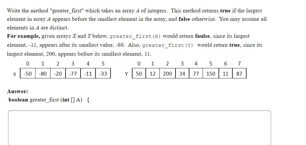 Write the method "greater_first" which takes an array | Chegg.com