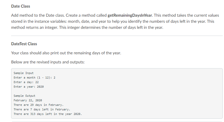 Solved Date Class Add Method To The Date Class Create A 