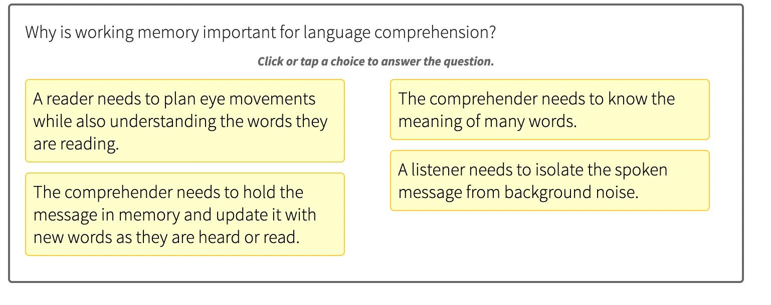 Solved Why Is Working Memory Important For Language Chegg