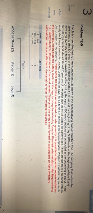 Solved 3 12-6 A table is assembled using three components, | Chegg.com