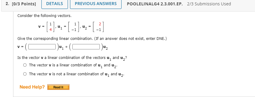 Solved 2. [0/3 Points] DETAILS PREVIOUS ANSWERS POOLELINALG4 | Chegg.com
