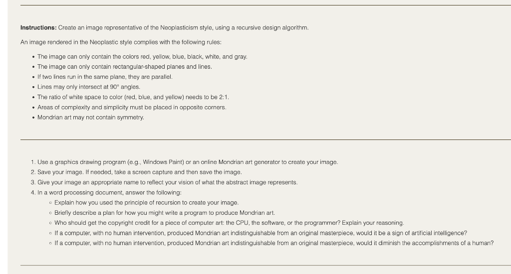 Instructions: Create an image representative of the | Chegg.com