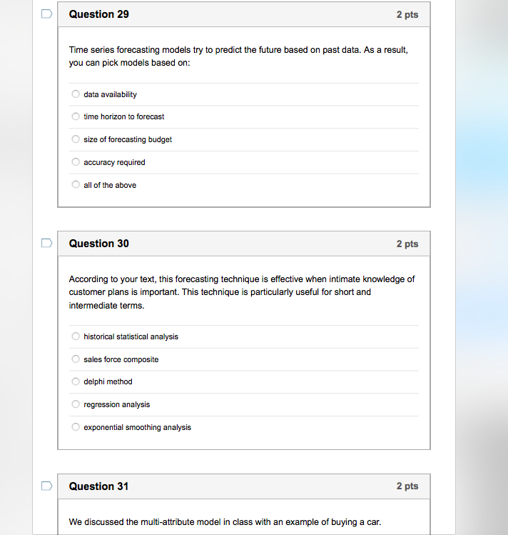Solved Question 29 2 Pts Time Series Forecasting Models Try