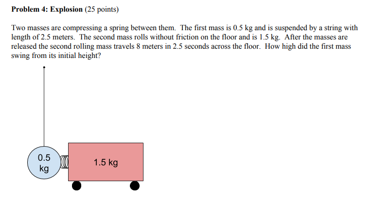 Solved Problem 4: Explosion (25 points) Two masses are | Chegg.com