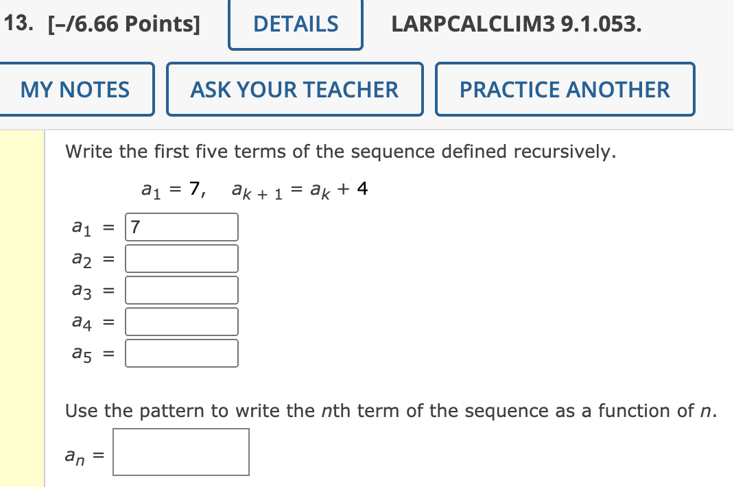 Solved Write the first five terms of the sequence | Chegg.com
