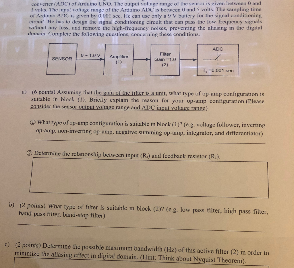 Make a signal conditioning circuit in the front stage | Chegg.com
