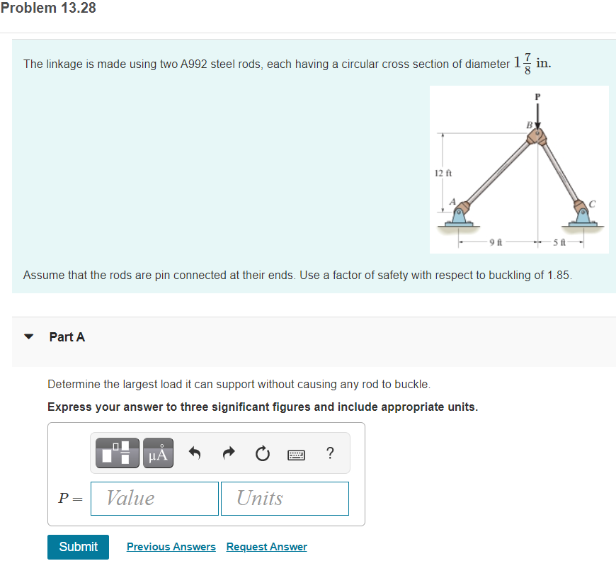 Solved Problem 13.28 The linkage is made using two A992 | Chegg.com