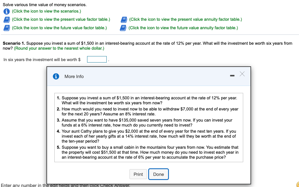 Solved Solve various time value of money scenarios. i (Click | Chegg.com