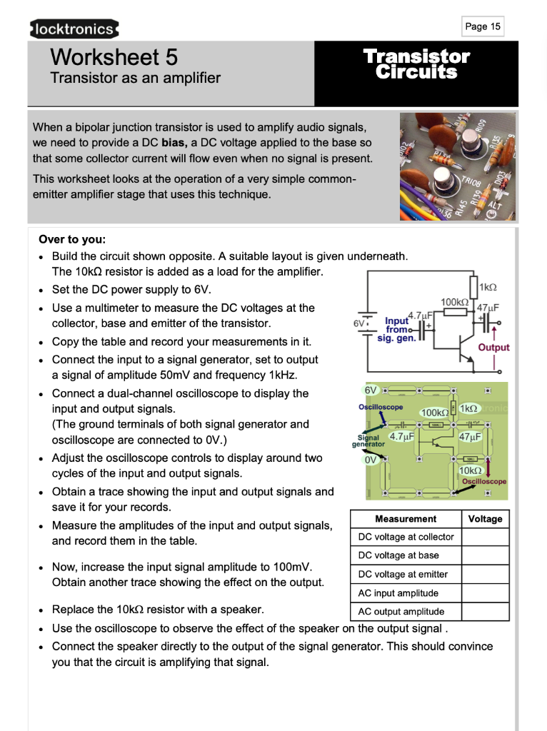 Solved Lab experiment (1) : Transistor Circuits - (Testing | Chegg.com