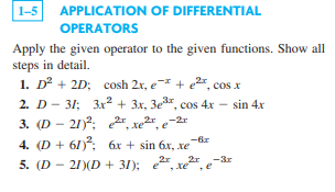 Solved OPERATORS Apply the given operator to the given | Chegg.com