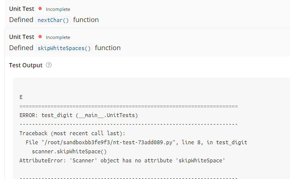 Solved Complete the class located in scanner.py needed to | Chegg.com
