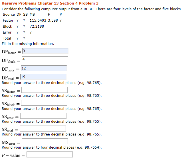 Solved Reserve Problems Chapter 13 Section 4 Problem 3 | Chegg.com