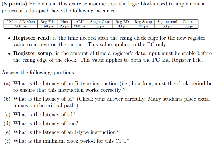 Solved (8 points) Problems in this exercise assume that the | Chegg.com