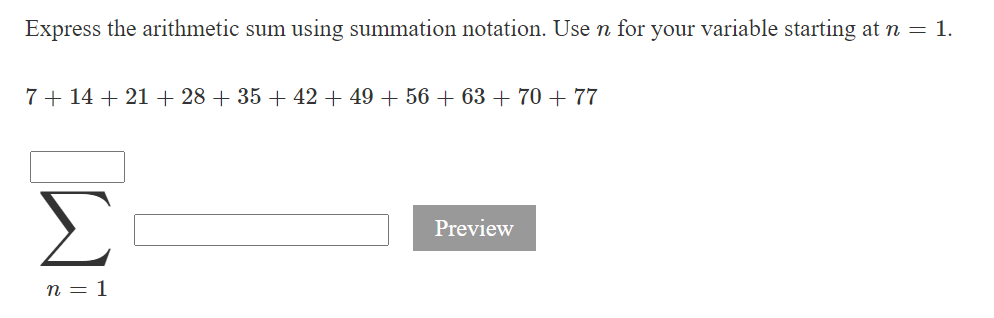 Solved Express The Arithmetic Sum Using Summation Notation 0652