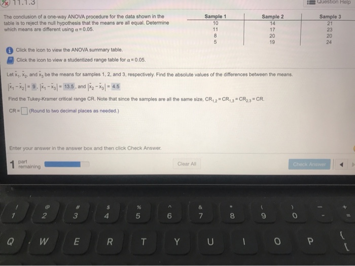 Solved Question Help The conclusion of a one-way ANOVA | Chegg.com