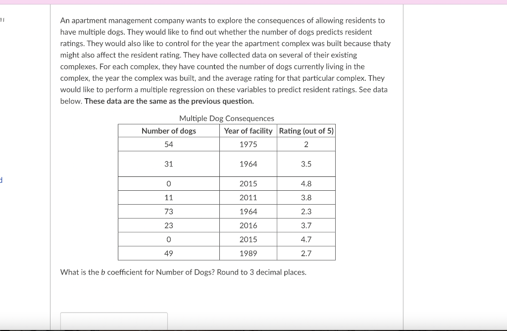 Solved An apartment management company wants to explore the | Chegg.com