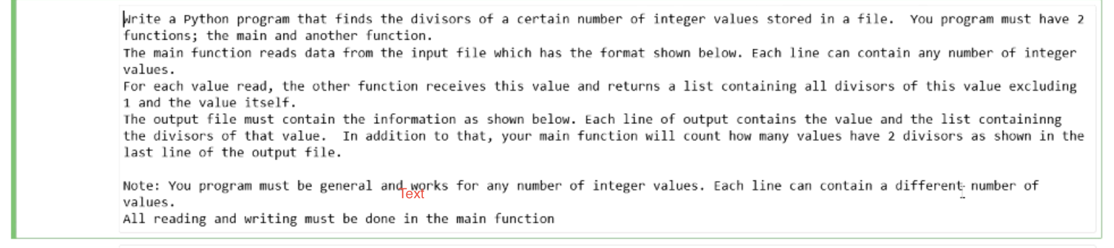 Solved Write A Python Program That Finds The Divisors Of A