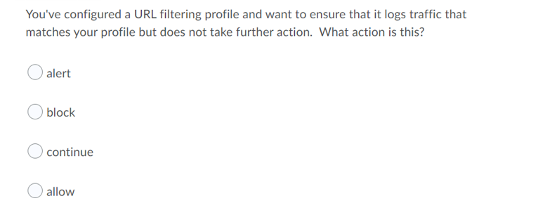 Solved You've configured a URL filtering profile and want to | Chegg.com