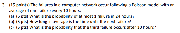 Solved 3. (15 points) The failures in a computer network | Chegg.com