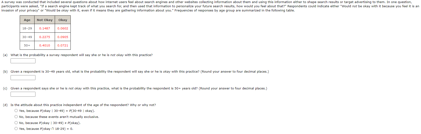 Solved A survey was conducted that included several | Chegg.com