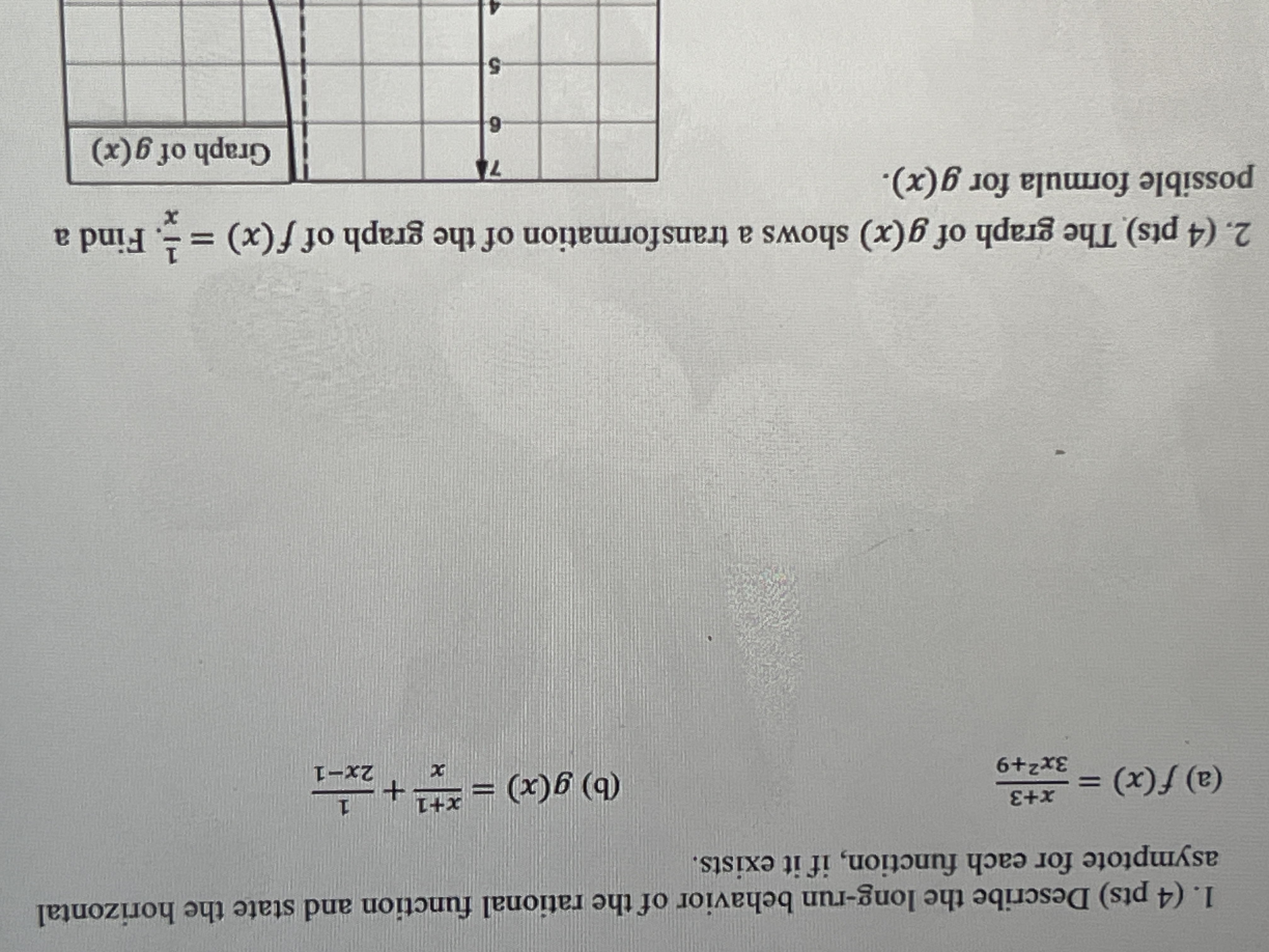 Solved 1. (4 pts) Describe the long-run behavior of the | Chegg.com