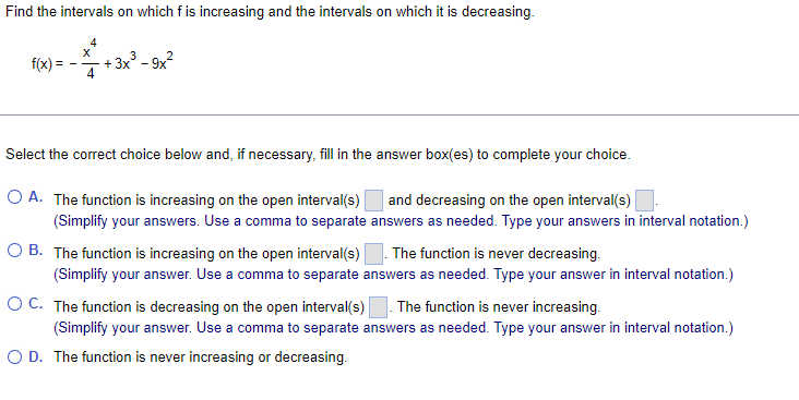 Solved Find the intervals on which f is increasing and the | Chegg.com