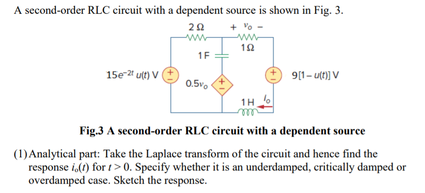 Solved A second-order RLC circuit with a dependent source is | Chegg.com