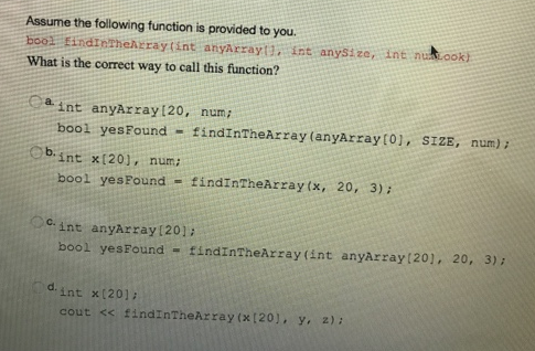 Solved Assume the following function is provided to you. | Chegg.com