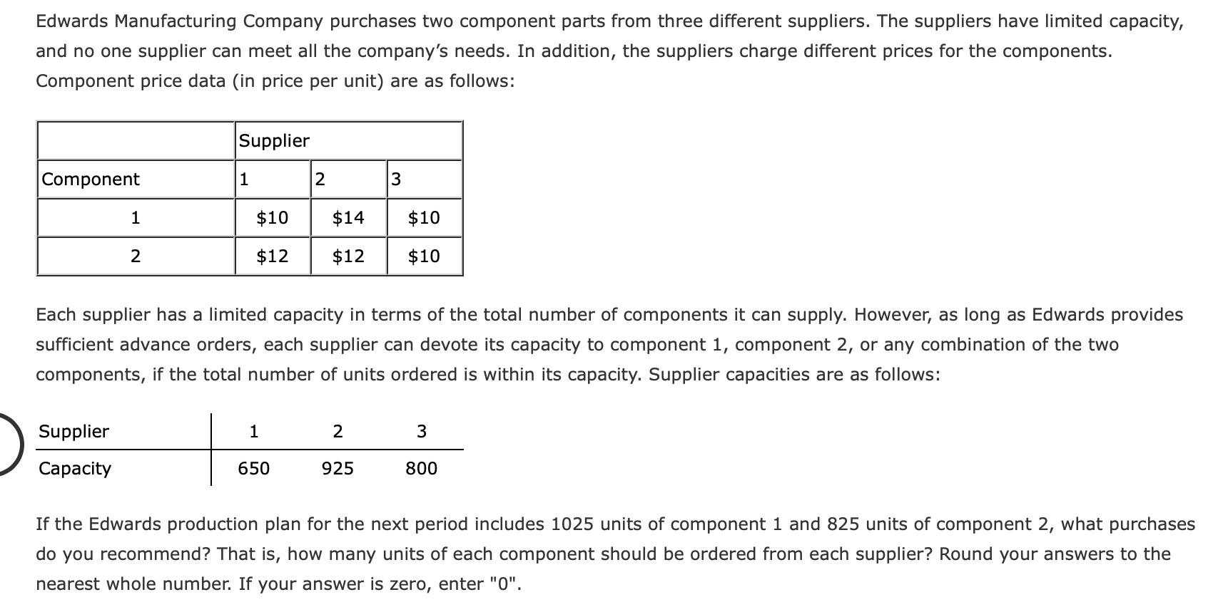 Solved Edwards Manufacturing Company purchases two component | Chegg.com