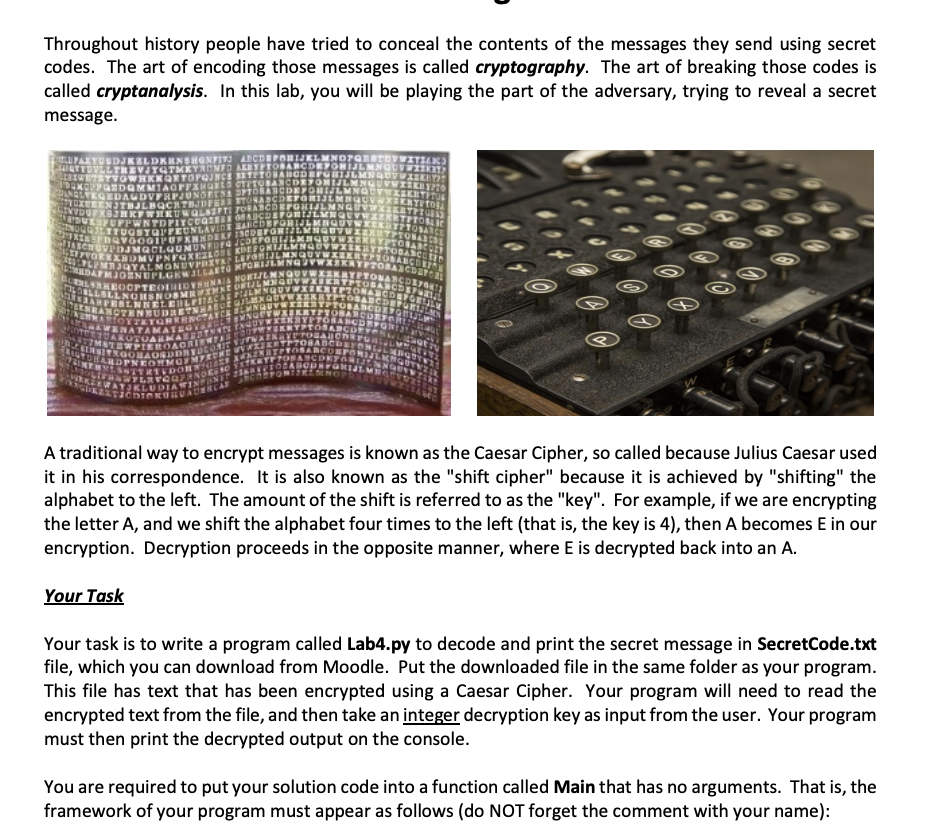 Solved Hello! I am trying to decrypt this secret message in | Chegg.com