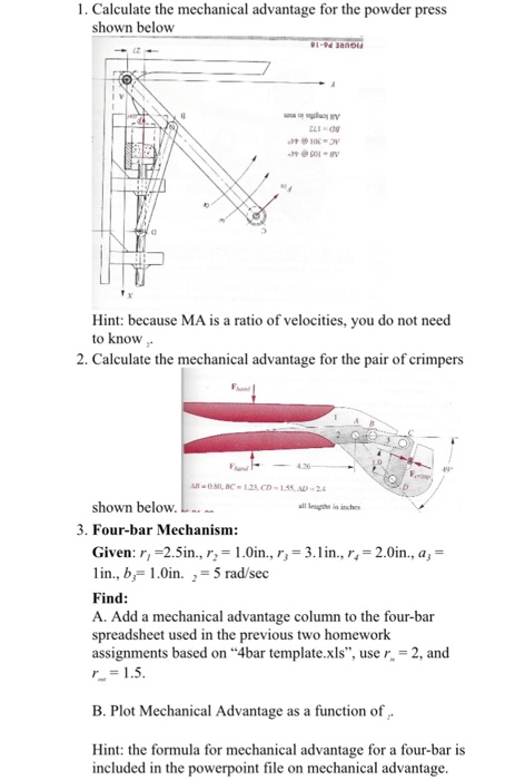 Solved Calculate the mechanical advantage for the powder | Chegg.com