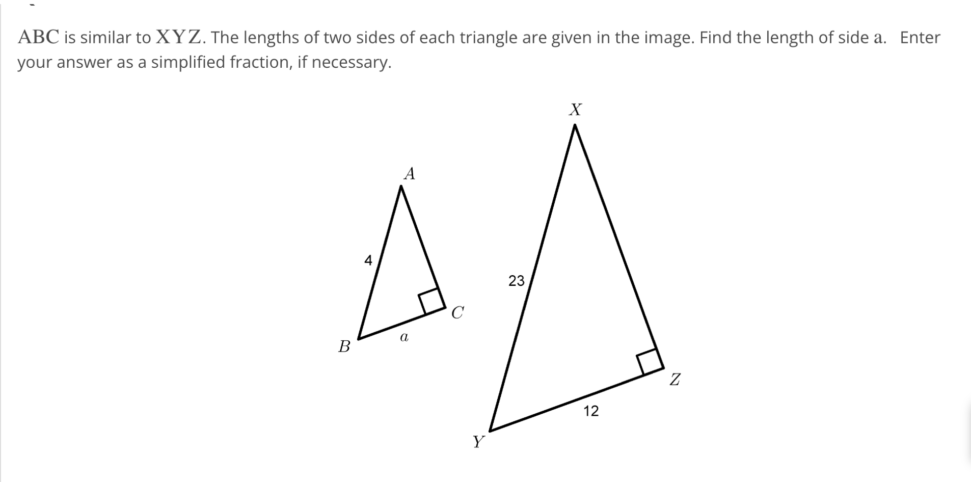 Solved Abc Is Similar To Xyz ﻿the Lengths Of Two Sides Of 