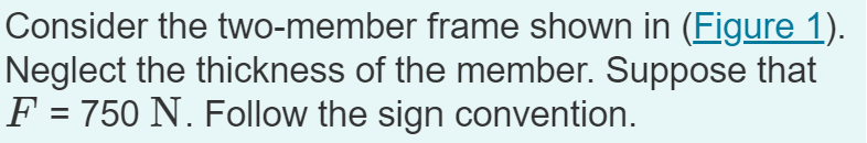 Solved Consider the two-member frame shown in (Figure 1). | Chegg.com