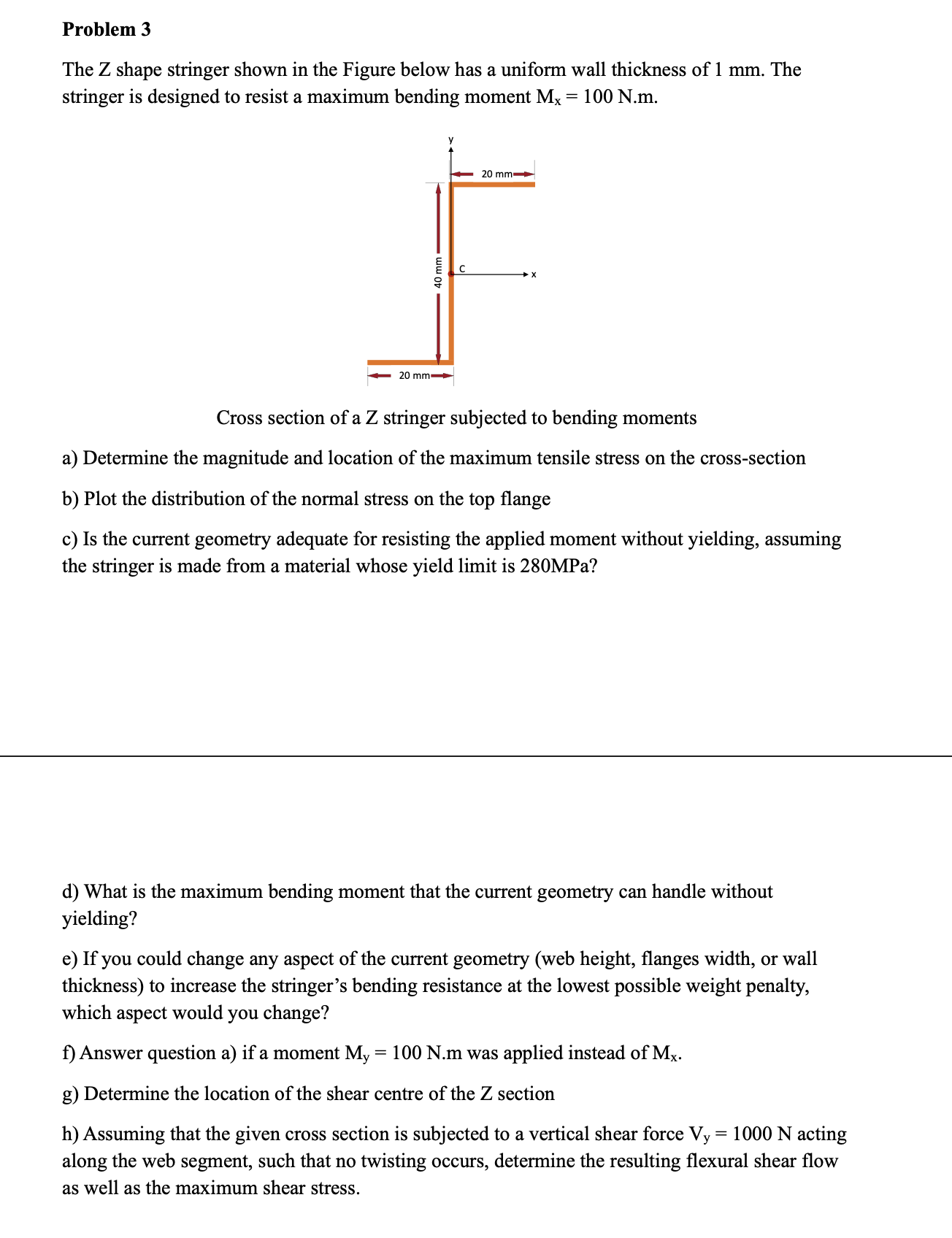 Problem 3The \( ﻿Z \) ﻿shape stringer shown in the | Chegg.com