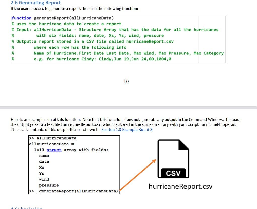 Solved 2.6 Generating Report If the user chooses to generate | Chegg.com