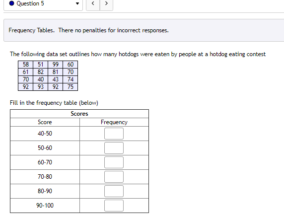 Solved Question 5 > Frequency Tables. There no penalties for | Chegg.com