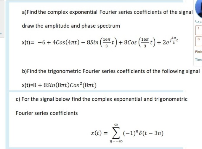 Solved a)Find the complex exponential Fourier series | Chegg.com