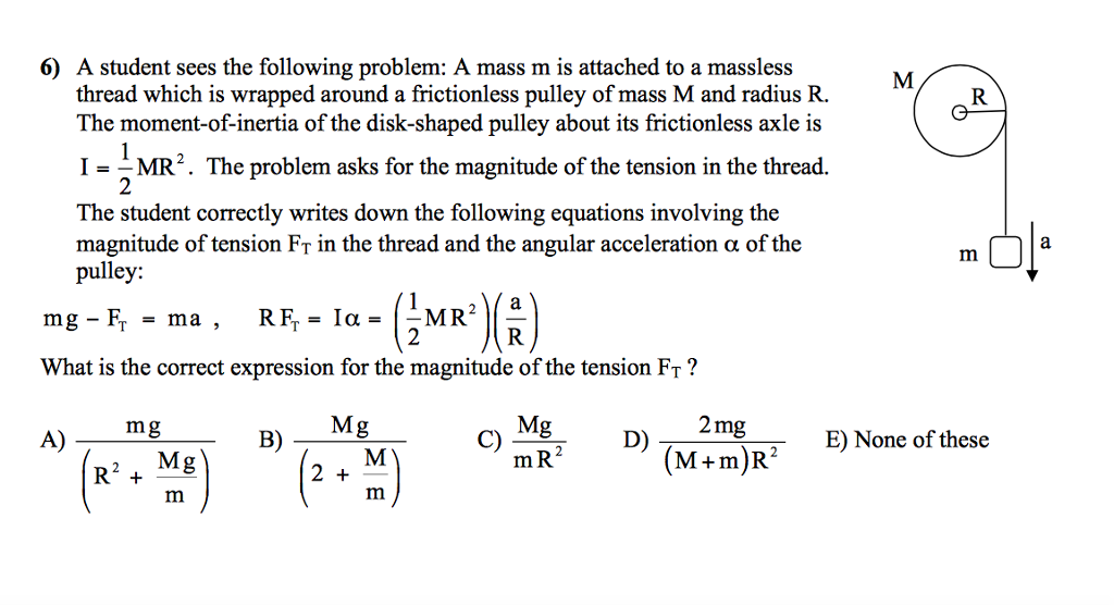 Solved 6) A student sees the following problem: A mass m is | Chegg.com