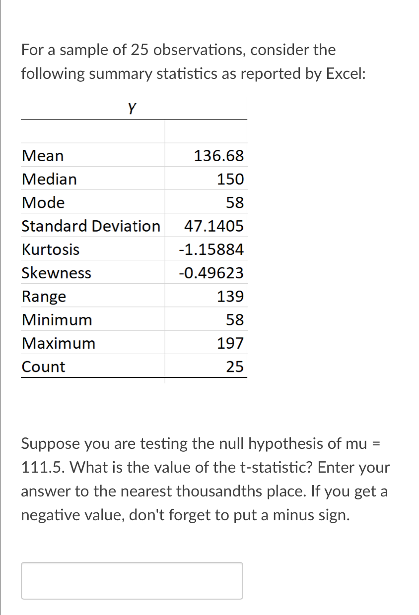 Solved For a sample of 25 observations, consider the | Chegg.com
