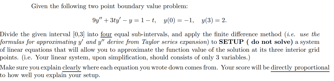 Given the following two point boundary value problem: | Chegg.com