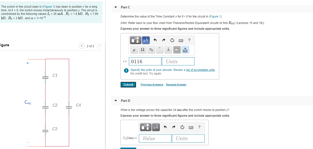 Solved Constants The switch in the circuit seen in (Figure | Chegg.com