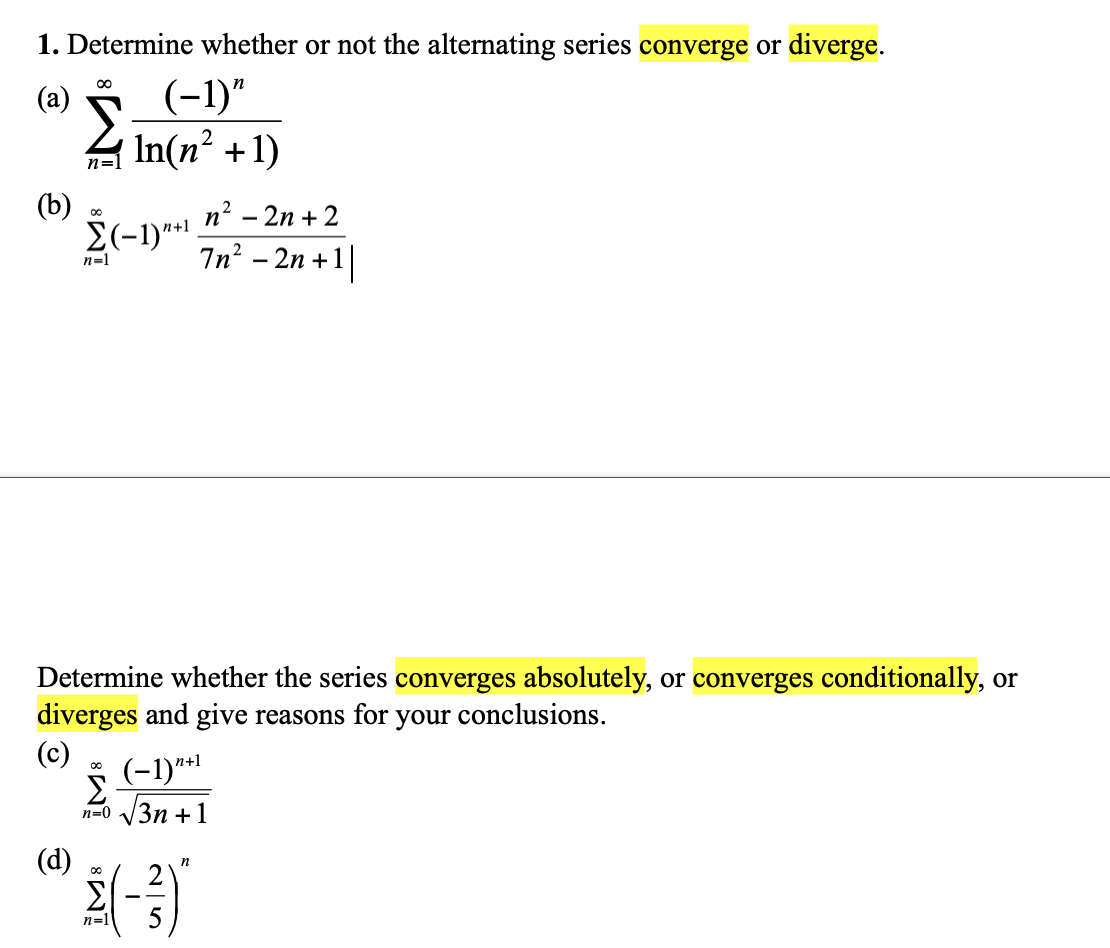 Solved please solve #1 all parts: a, b, c, and d. write | Chegg.com