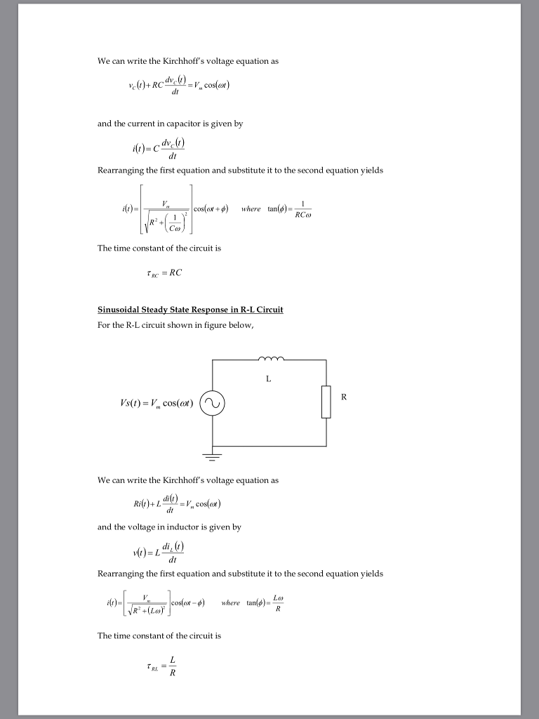 Solved Series R-C Circuit steady state response to | Chegg.com