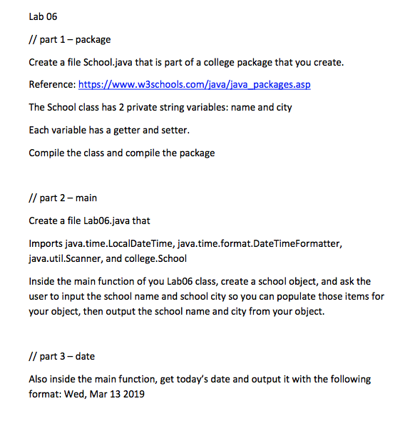Solved Lab 06 Part 1 Package Create A File Schooljava