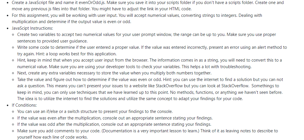 Solved • Create a JavaScript file and name it evenOrOdd.js. | Chegg.com