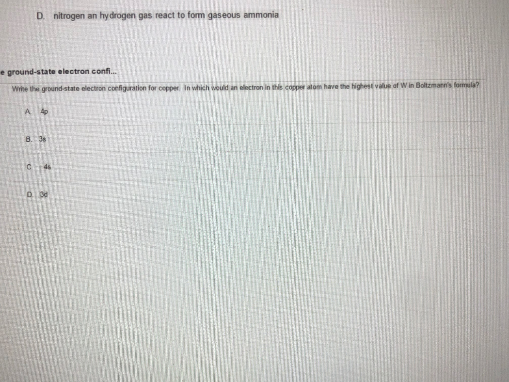 Solved D. nitrogen an hydrogen gas react to form gaseous | Chegg.com