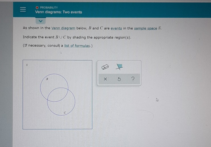 Solved O PROBABILITY Venn diagrams: Two events As shown in | Chegg.com
