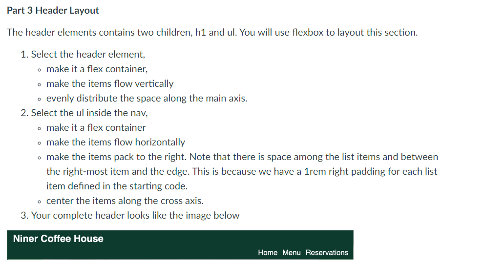 Solved Part 3 ﻿Header LayoutThe header elements contains two | Chegg.com