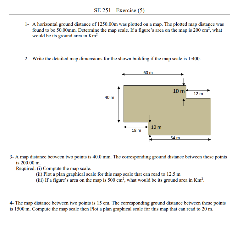 Solved 1- A horizontal ground distance of 1250.00 m was | Chegg.com